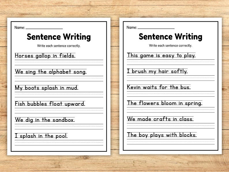 300 Sentence Writing Practice Worksheet Sentences Writing Worksheets ...