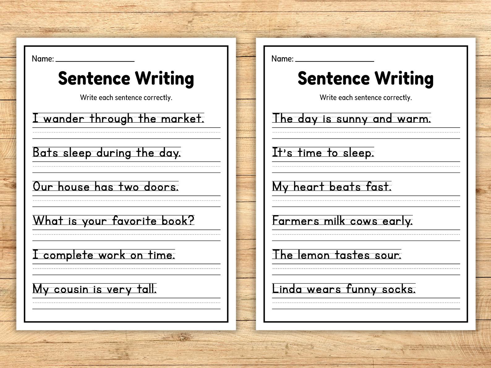 300 Sentence Writing Practice Worksheet Sentences Writing Worksheets ...