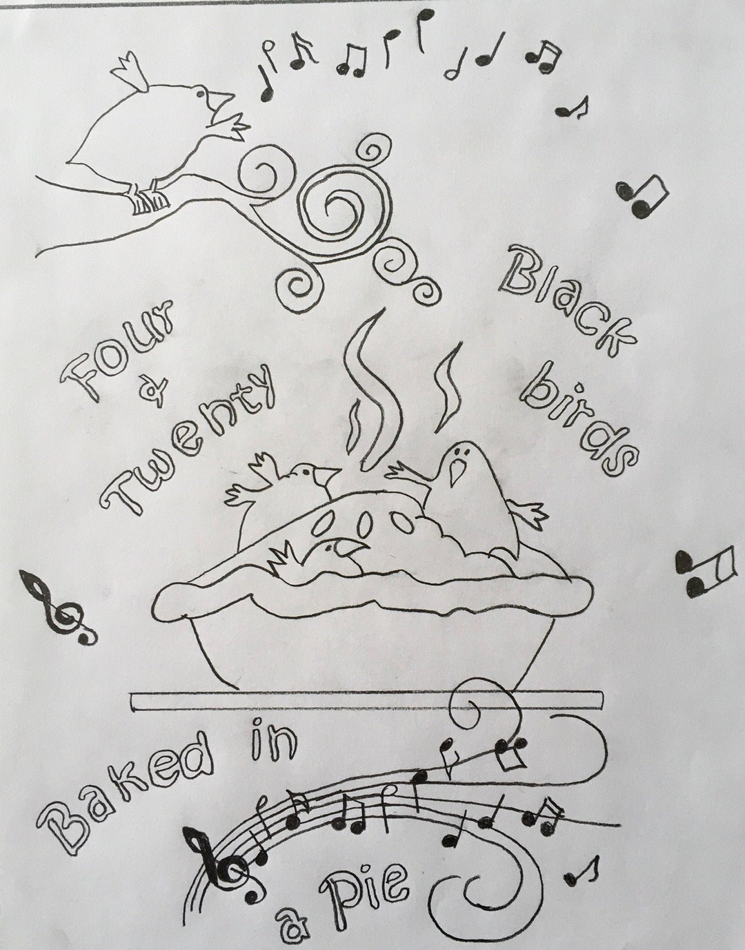 INSTANT DOWNLOAD Rug Hooking Pattern four and Twenty Blackbirds - Etsy