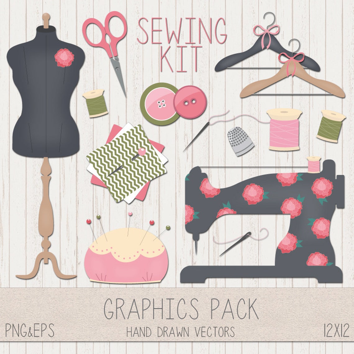 Leelee Graphics - Clip Art (sewing Kit) - Etsy