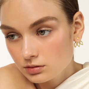 Gold Ear Jacket, Minimalist Ear Jacket, Dainty Ear Jacket, Simple Ear Jacket, Front Back Earring ...