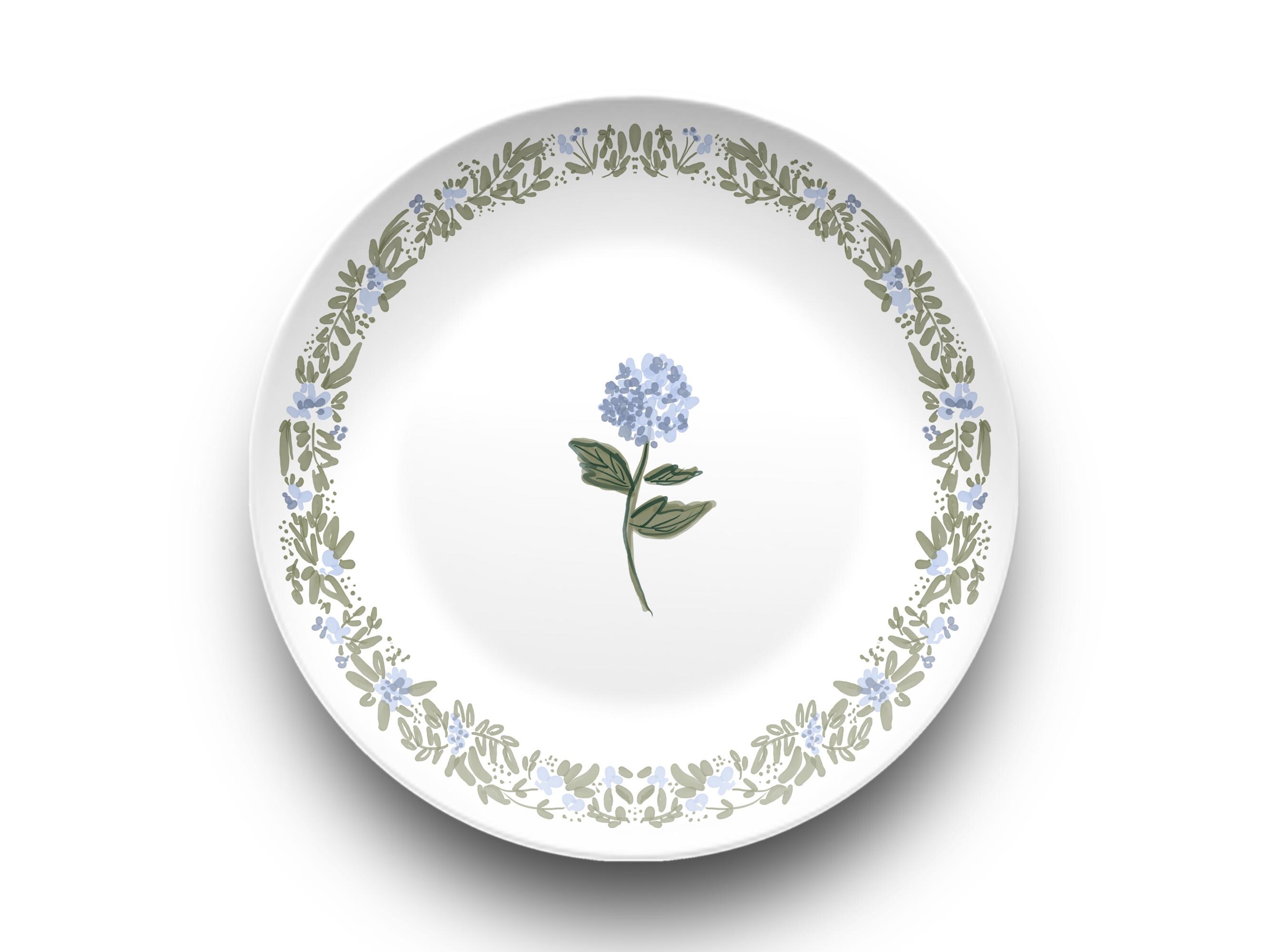 Chinoiserie Hydrangea Dinnerware: Blue & White Floral Plate - Etsy
