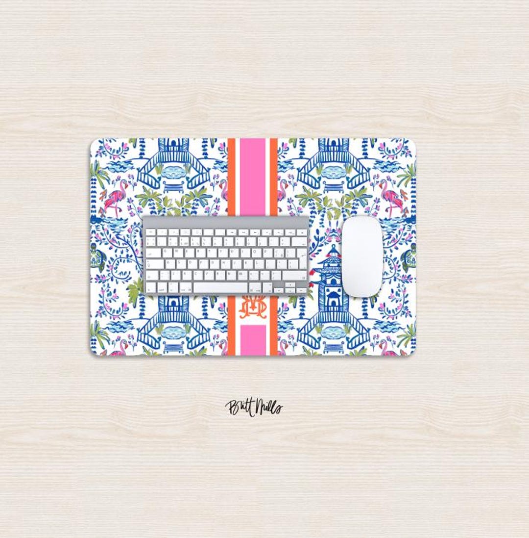 Chinoiserie Monogram Desk Mat, Personalized Gifts, Dorm Decor, Preppy ...