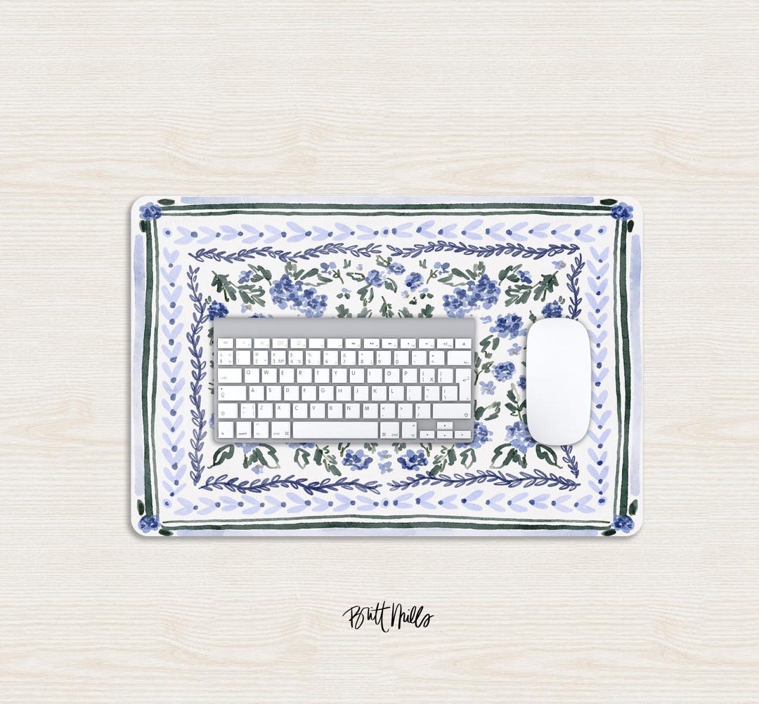 Chinoiserie Desk Mat: Floral Preppy Desk Decor - Etsy