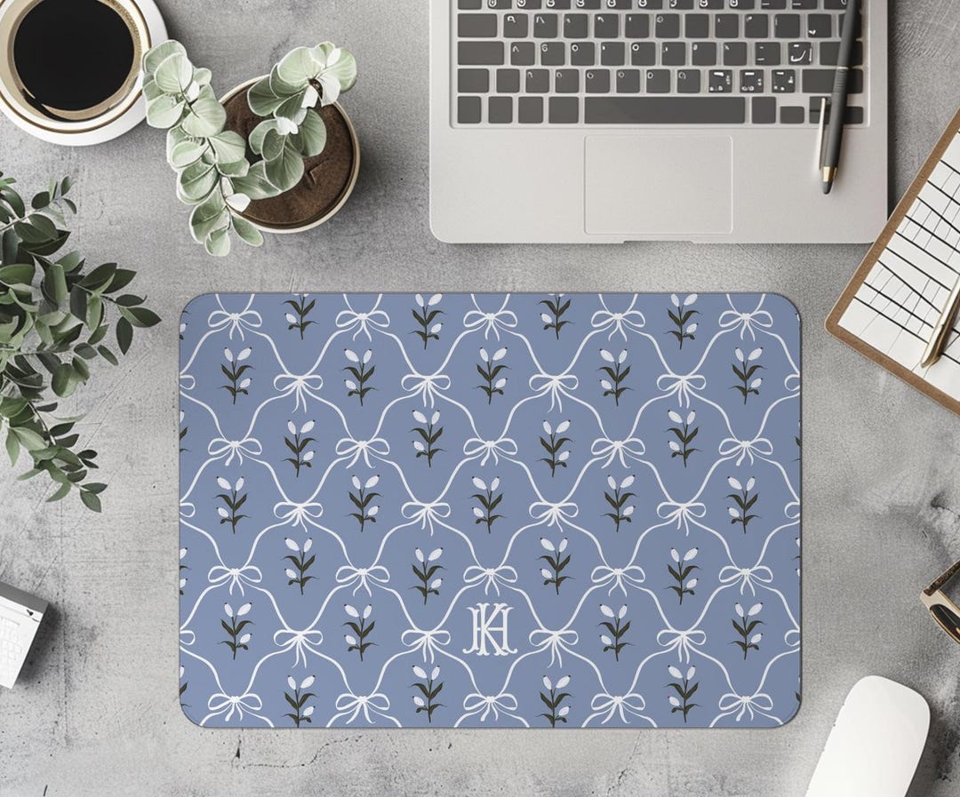 Small Bow Monogram Desk Mat, Bow Desk Mat, Dorm Room, Dorm Decor, Desk ...