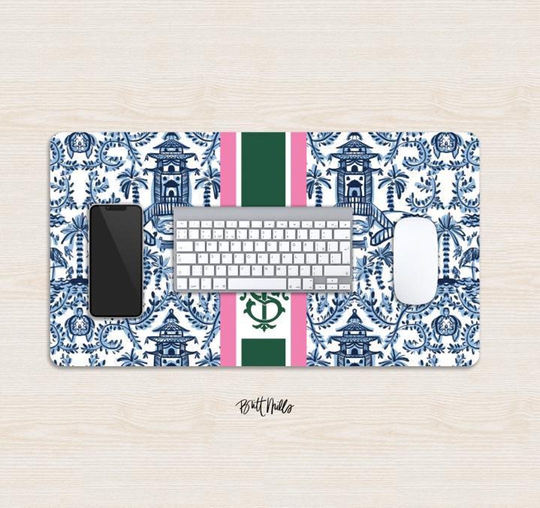 Chinoiserie Monogram Desk Mat, Preppy Dorm Decor, Non-slip Base - Etsy