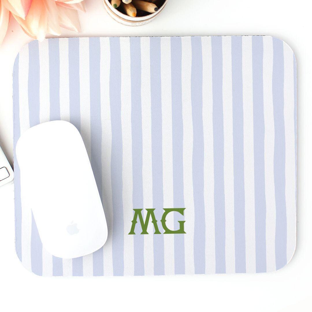 Preppy Initial Mouse Pad: Blue and White Striped Dorm Decor - Etsy