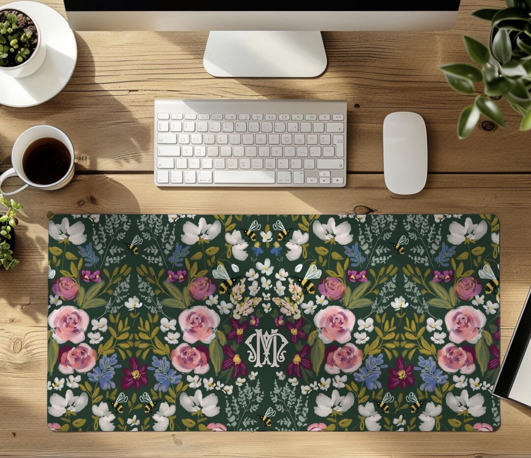 Floral Large Desk Mat, Decorative Desk Mat, Personalized Gift ...