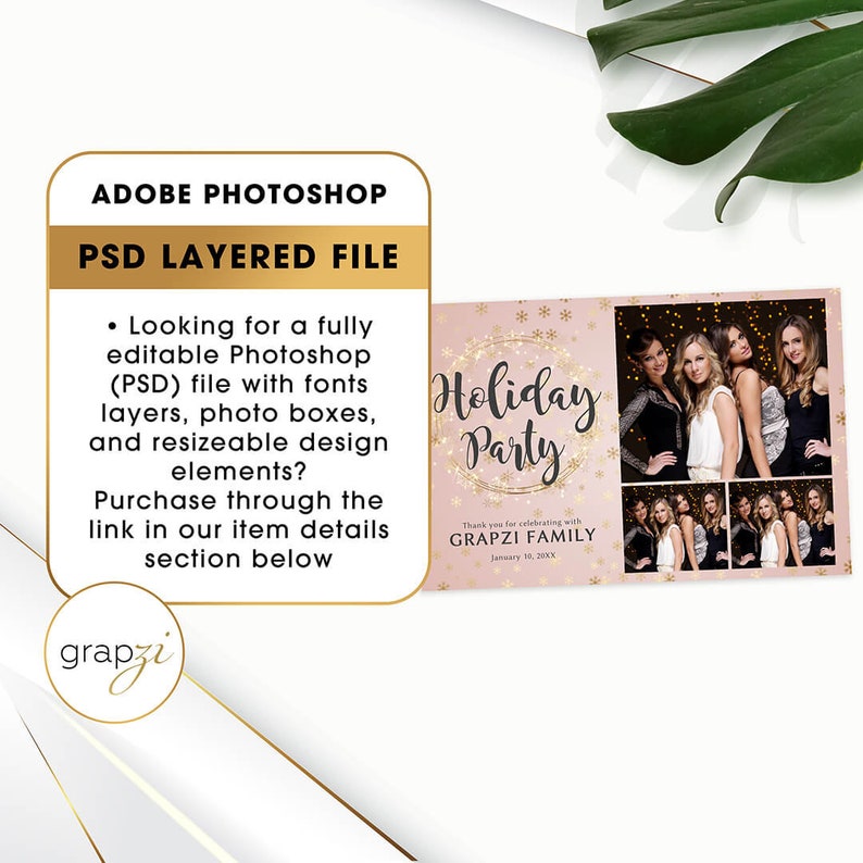 Holiday Party Pink Gold Photo Booth Frame 1x2 Photo Postcard - Etsy