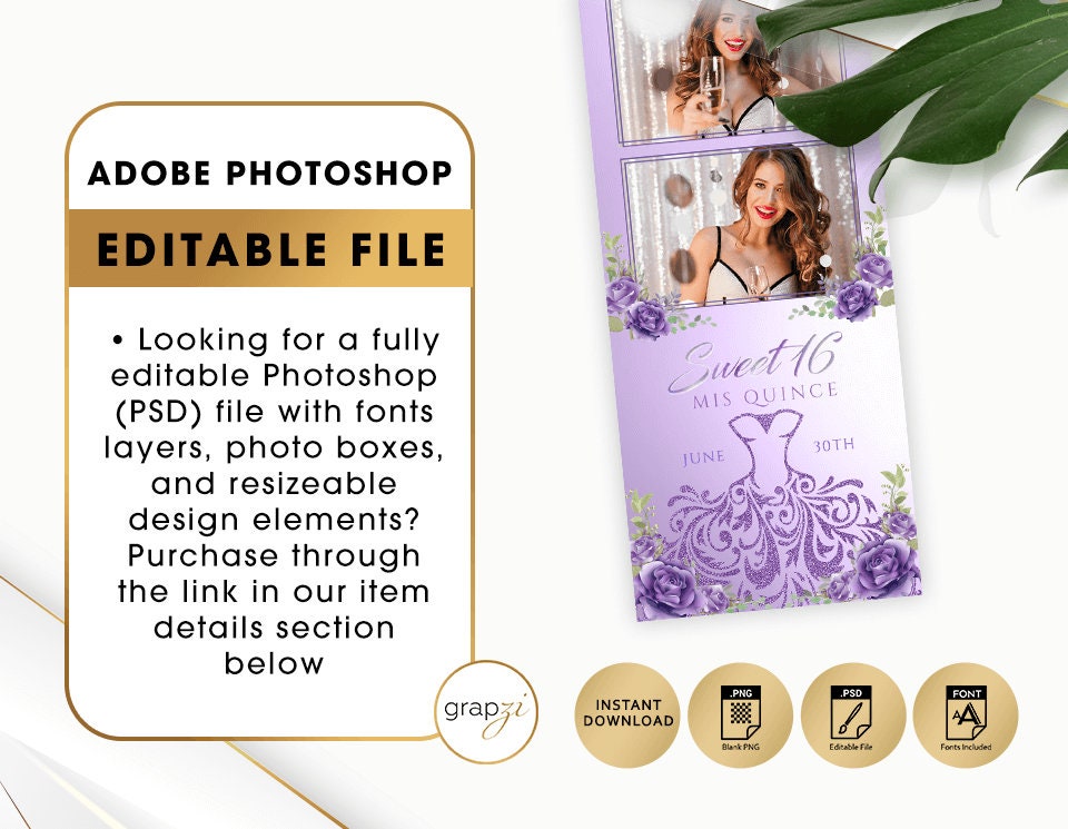 Purple Roses Photo Booth Picture Frame, Wedding Photo Booth Template ...