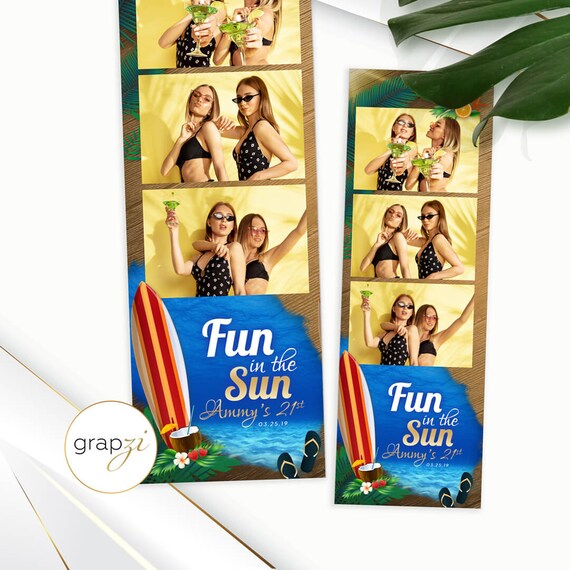 Fun Under the Sun Photo Booth Template 2x6 Photo Strips | Etsy