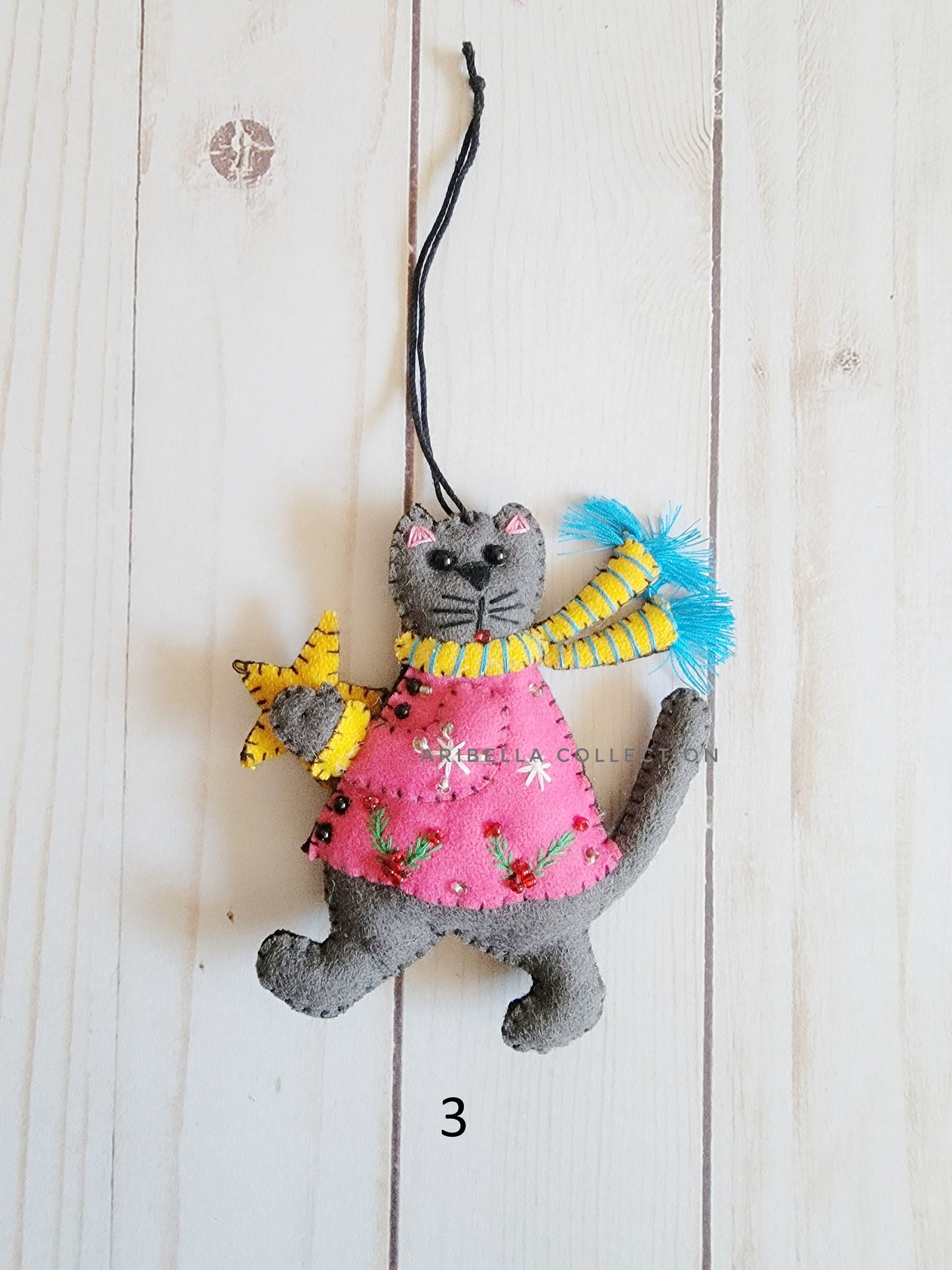 Felt Ornament Kitty Cat Christmas Tree Decoration Holiday Gift Hand ...