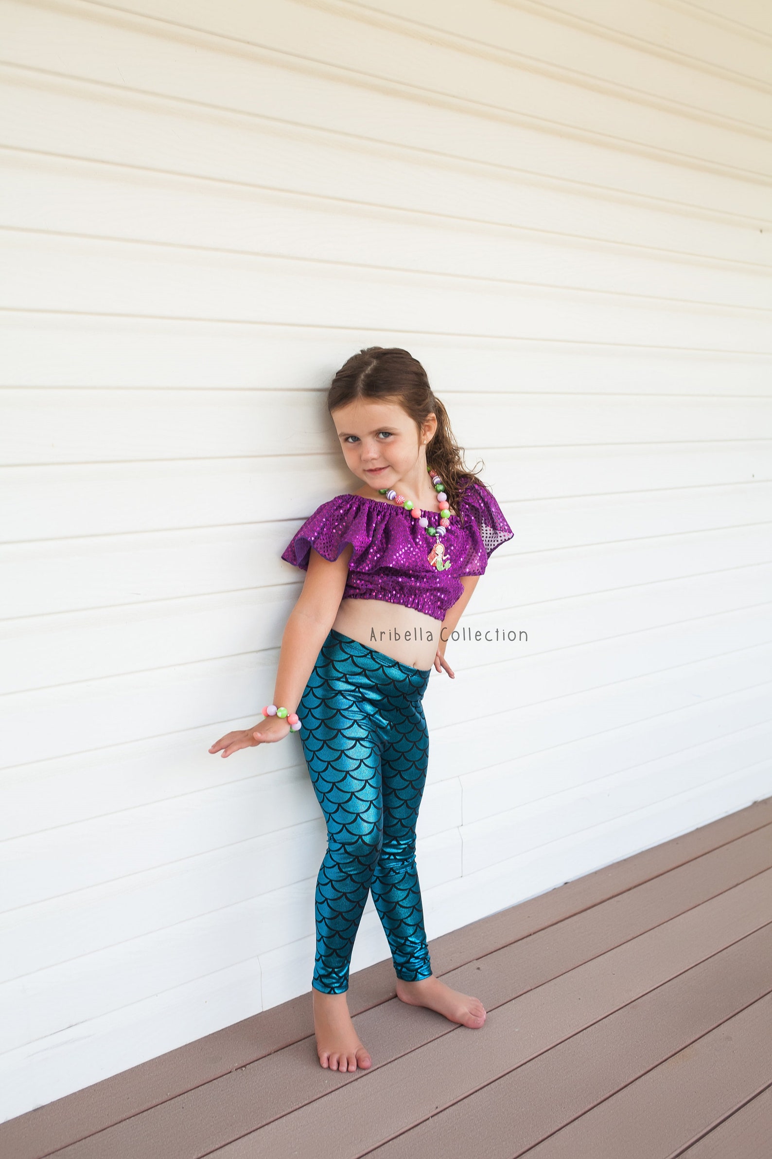 Mermaid Leggings Girls Toddler Baby Little Fish Scale Pants | Etsy