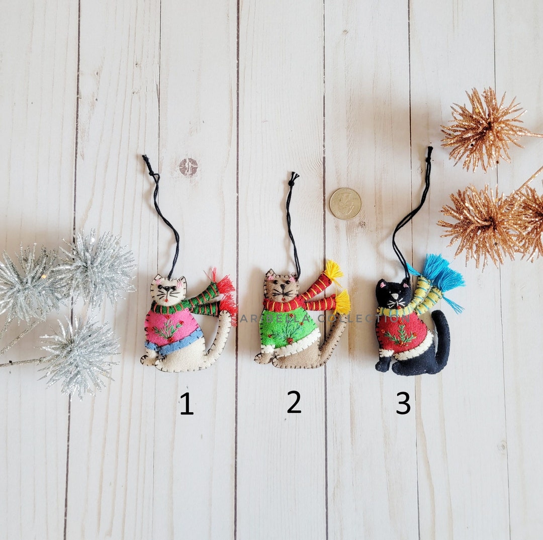 Felt Ornament Kitty Cat Christmas Tree Decoration Holiday Gift Hand ...