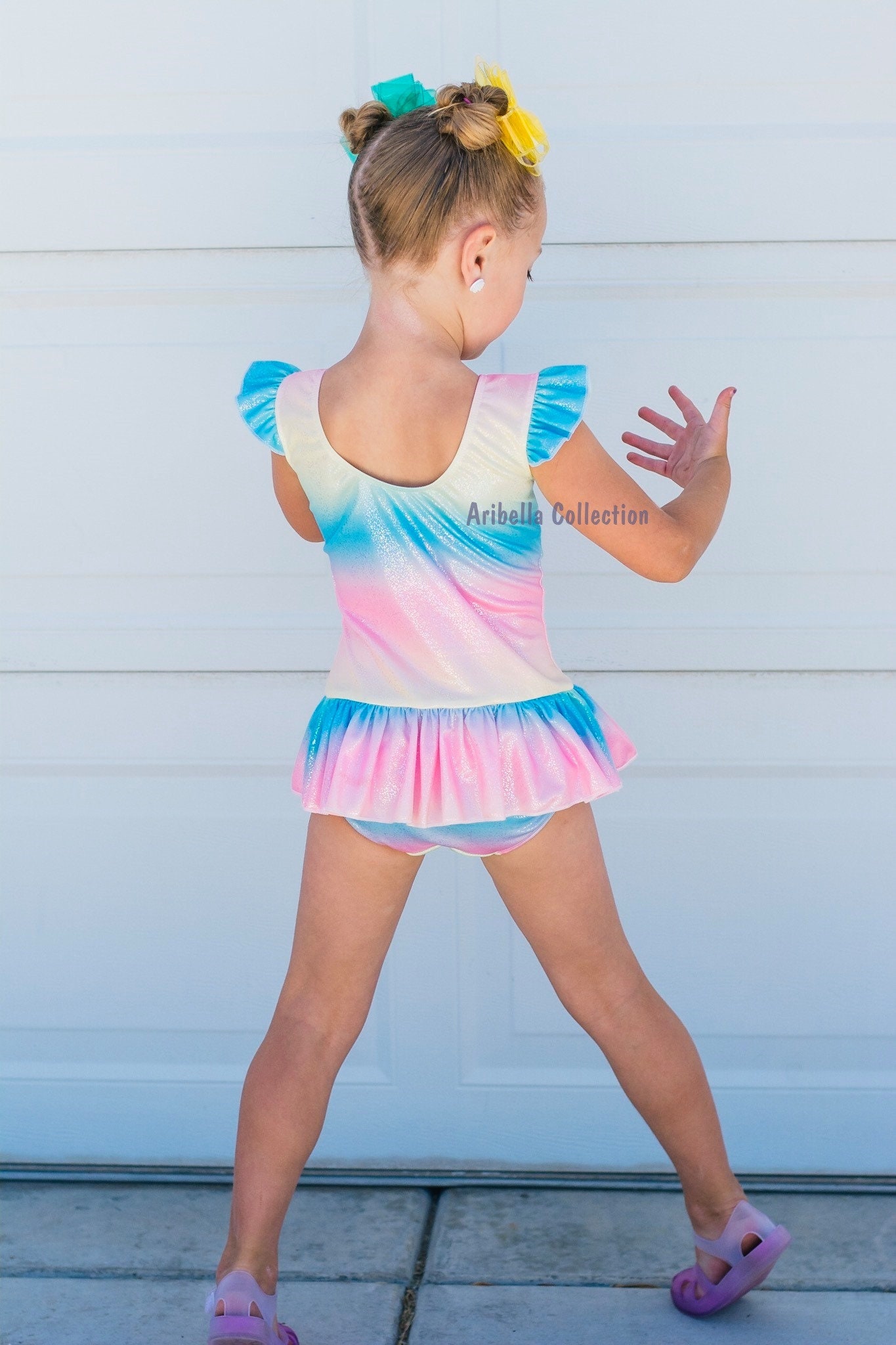 Unicorn Swimsuit Girls One Piece Skirted Leotard Birthday Etsy