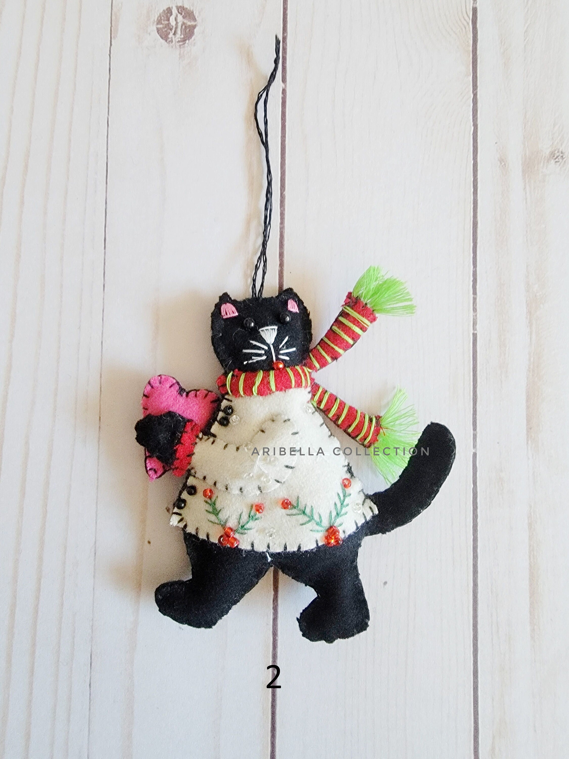 Felt Ornament Kitty Cat Christmas Tree Decoration Holiday Gift Hand ...
