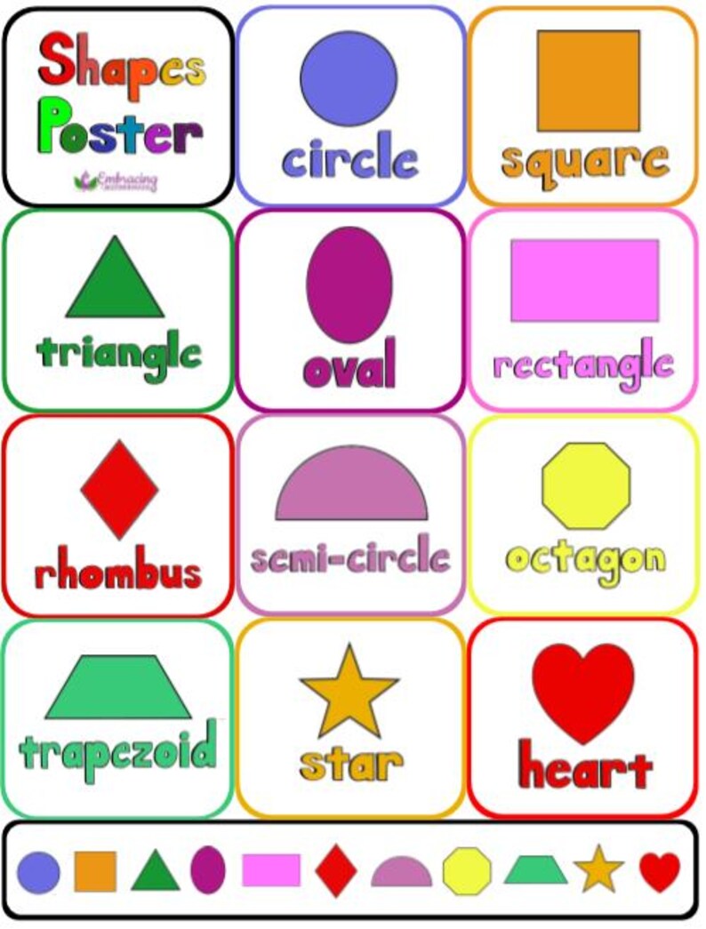 Shapes Flashcards: Vocabulary Building for Kids - Etsy