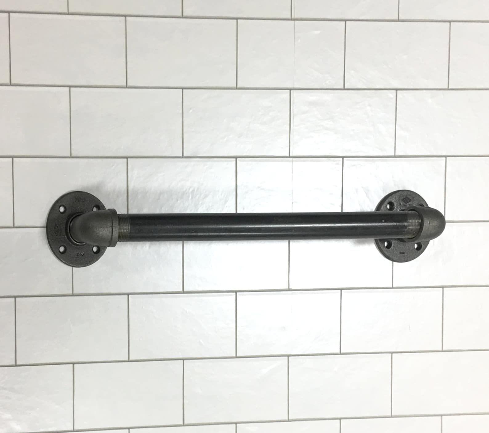 ADA Compliant Bathroom Grab Bars Rustic Industrial Steel Pipe ...
