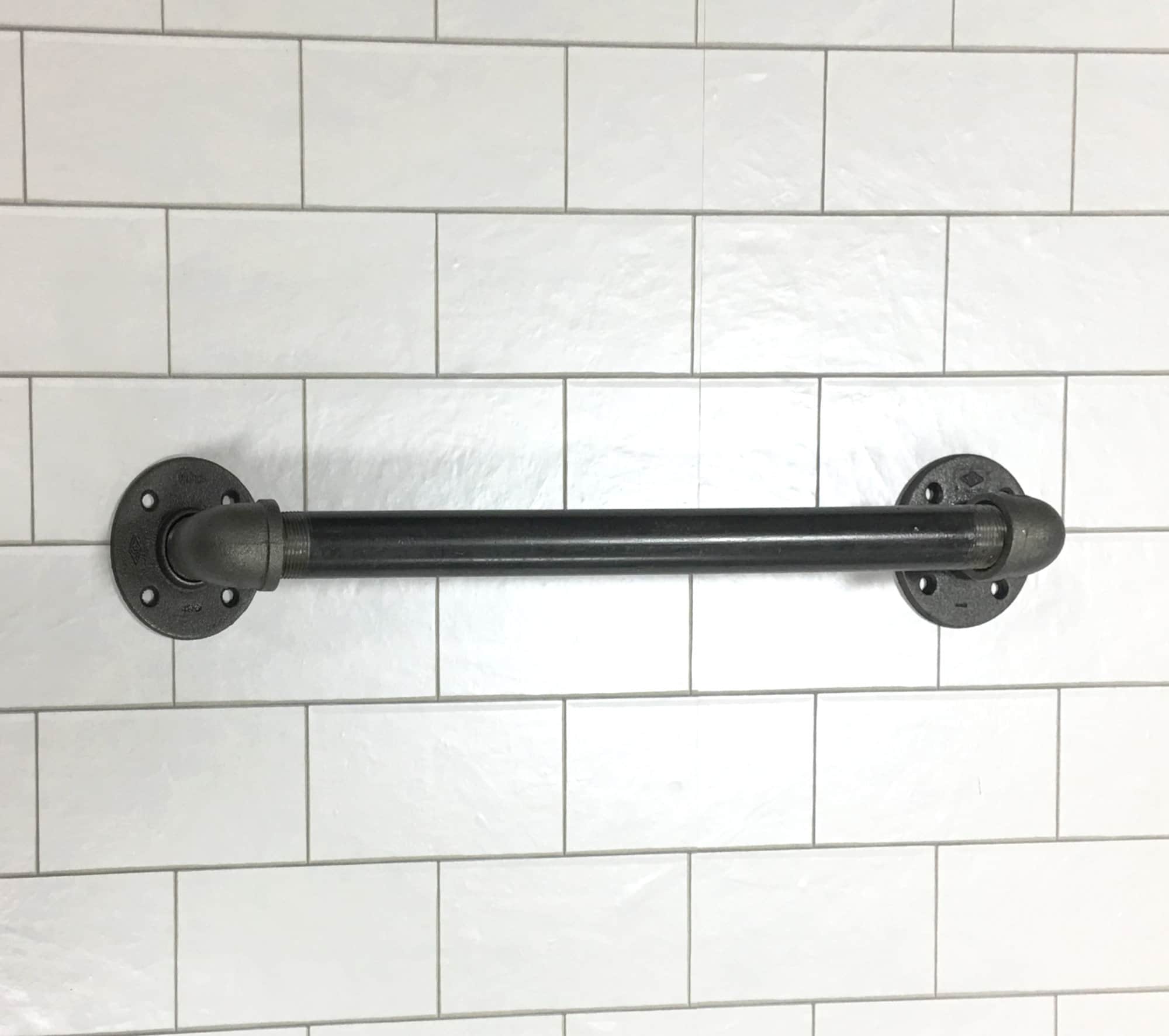 ADA Compliant Bathroom Grab Bars - Rustic Industrial Steel Pipe ...