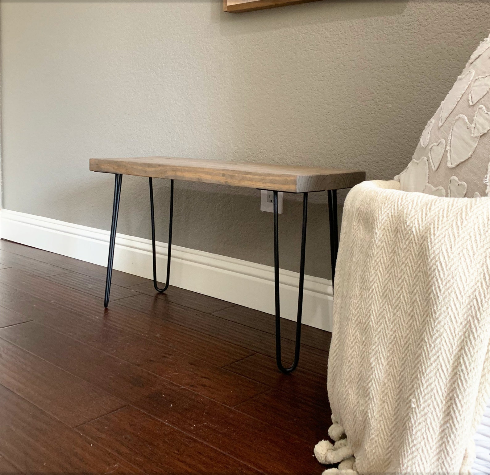 Farmhouse Rustic Entryway Bench 17 1/2 Handmade Hairpin - Etsy
