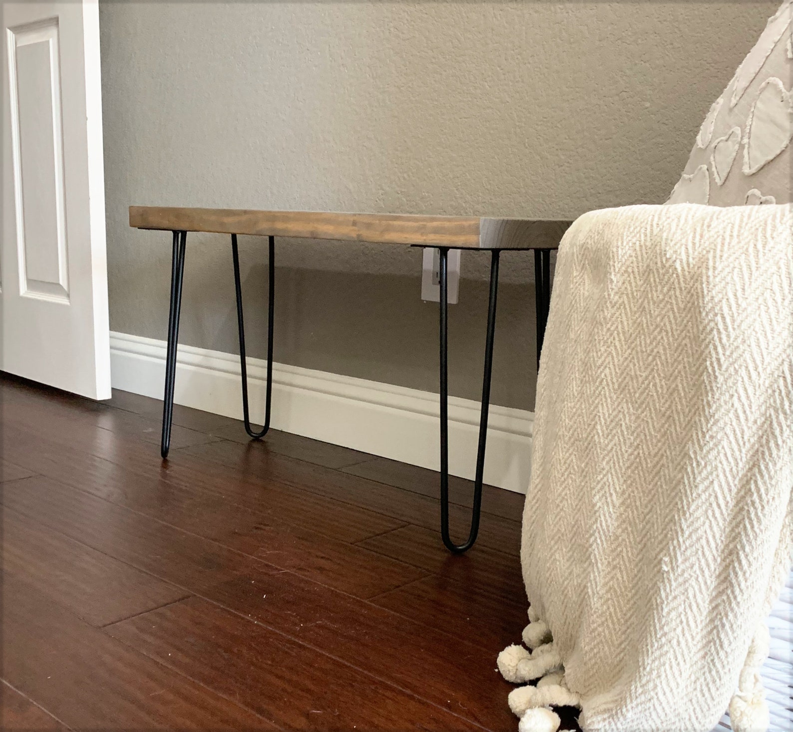 Farmhouse Rustic Entryway Bench 17 1/2 Handmade Hairpin - Etsy