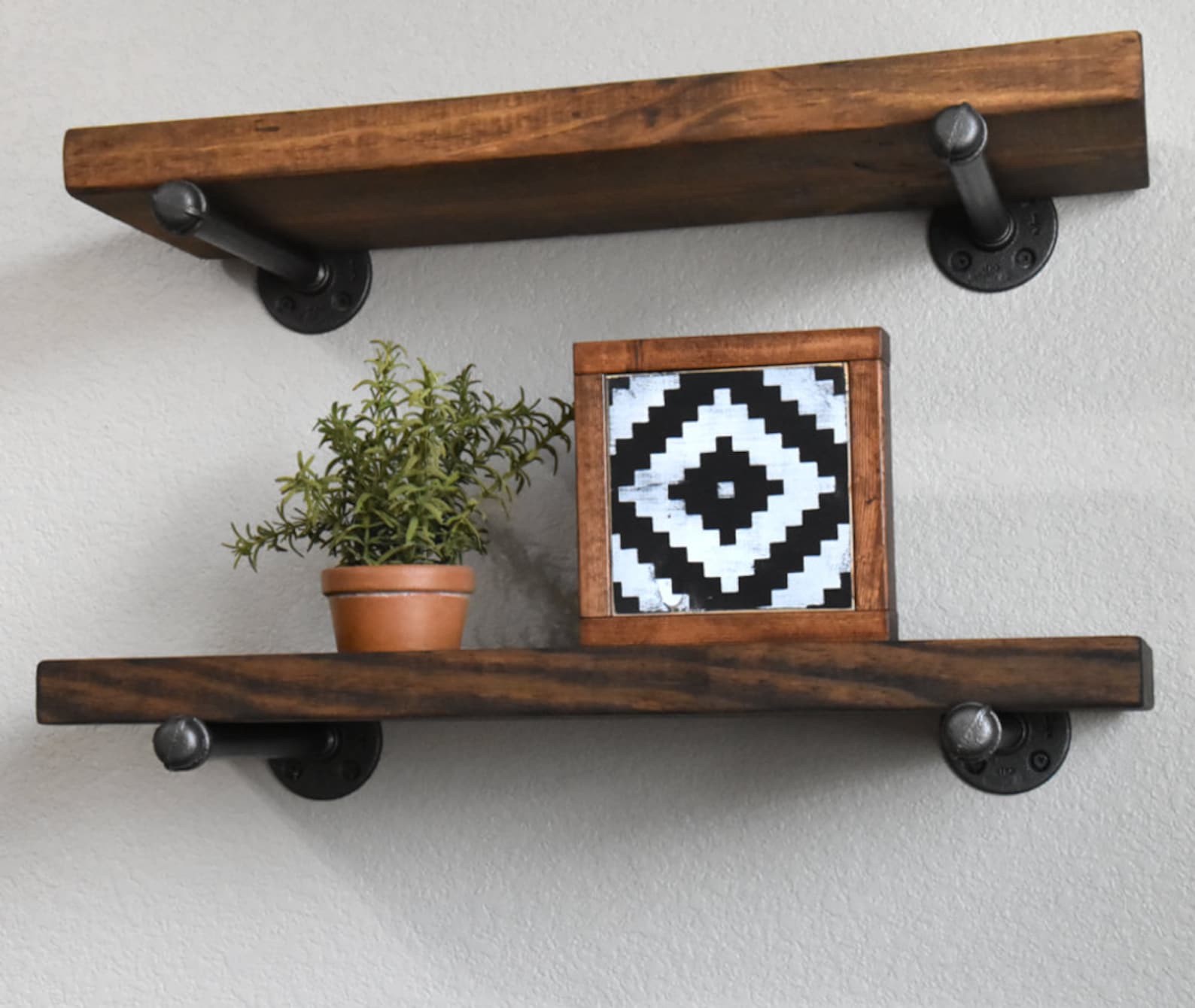 Multi Size Wood Rustic Pipe Shelves, Wooden Wall, Floating Shelves ...