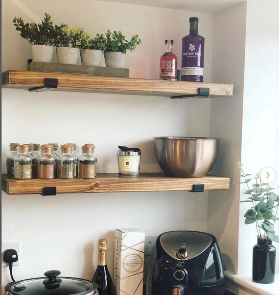 Rustic wooden shelves for wall store
