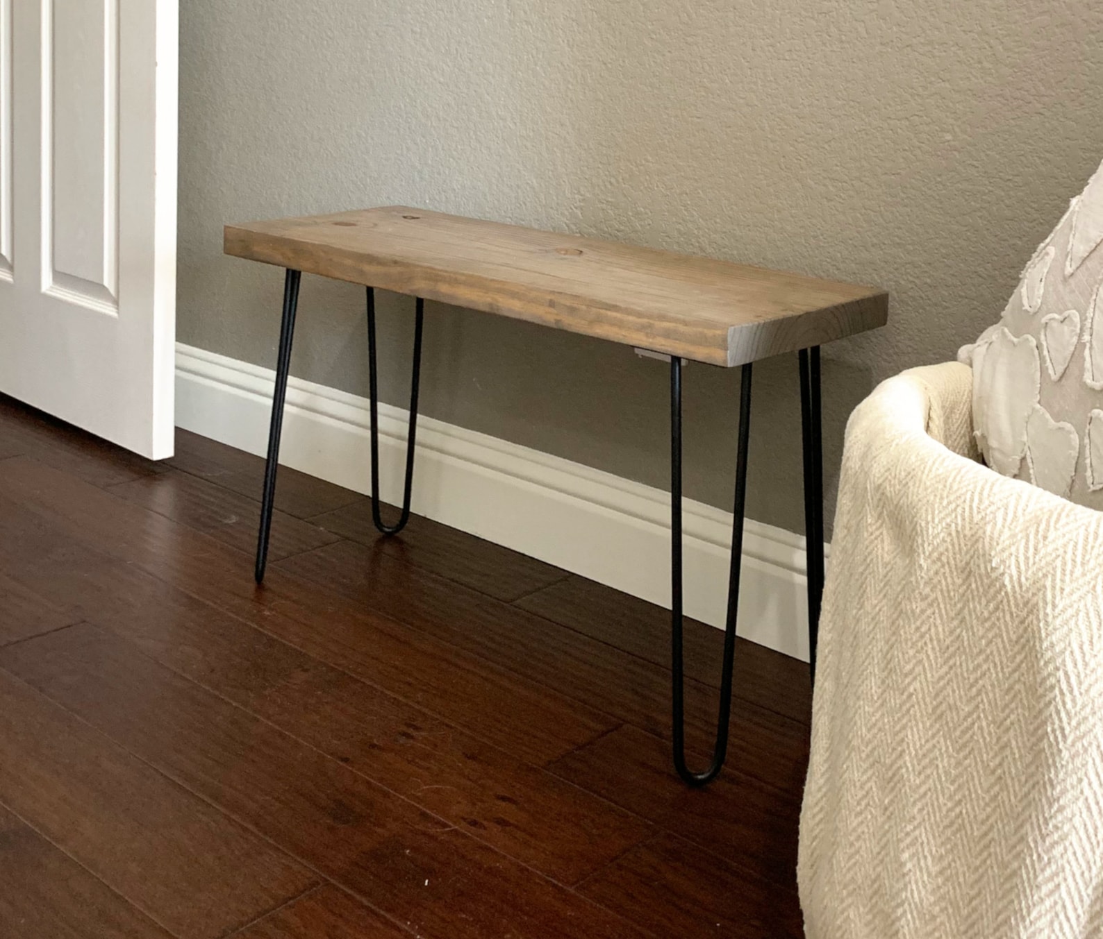 Farmhouse Rustic Entryway Bench 17 1/2 Handmade Hairpin - Etsy