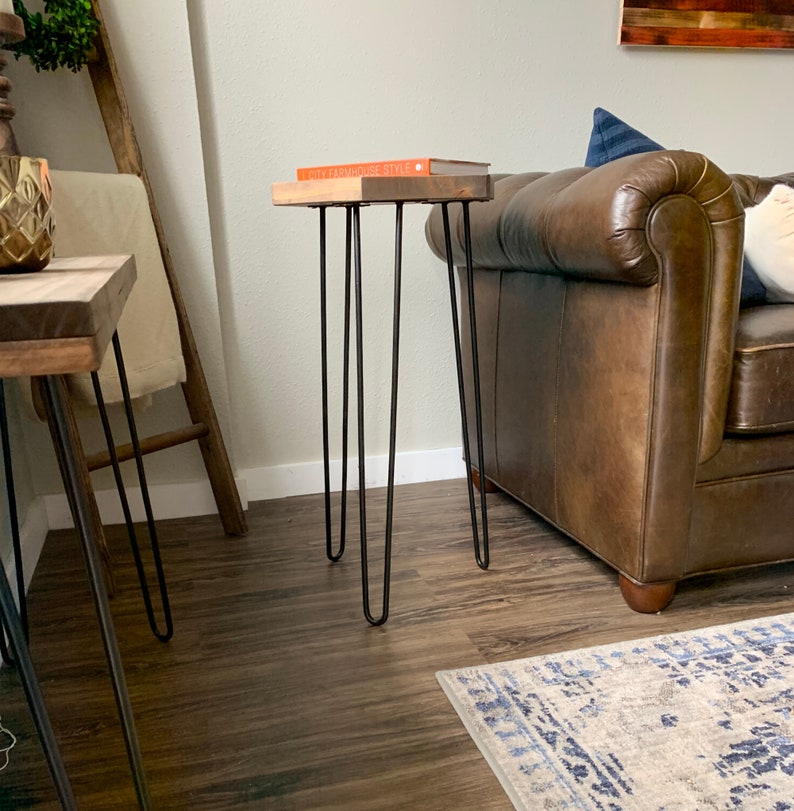 Hairpin Leg Plant Stand: Rustic Wood Side Table - Etsy