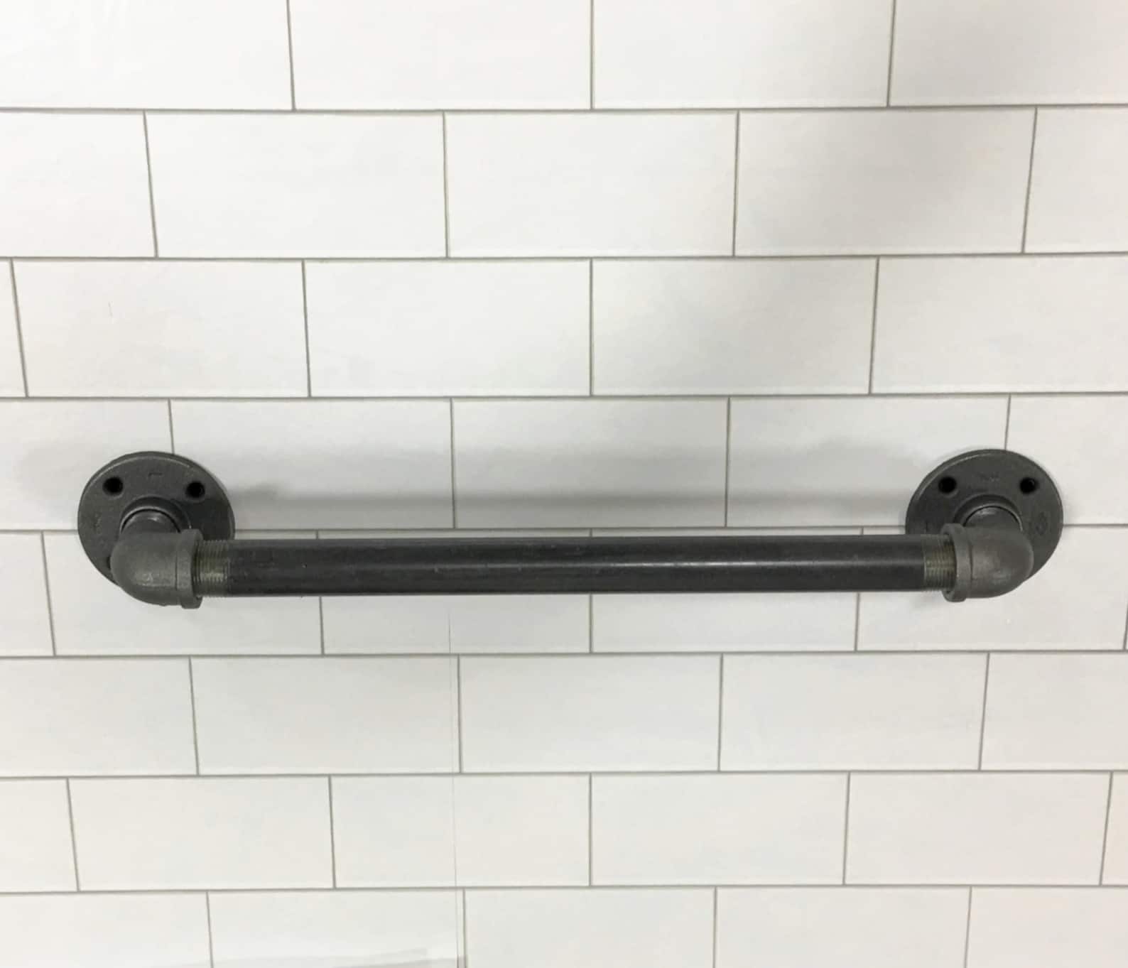 ADA Compliant Bathroom Grab Bars Rustic Industrial Steel Pipe ...