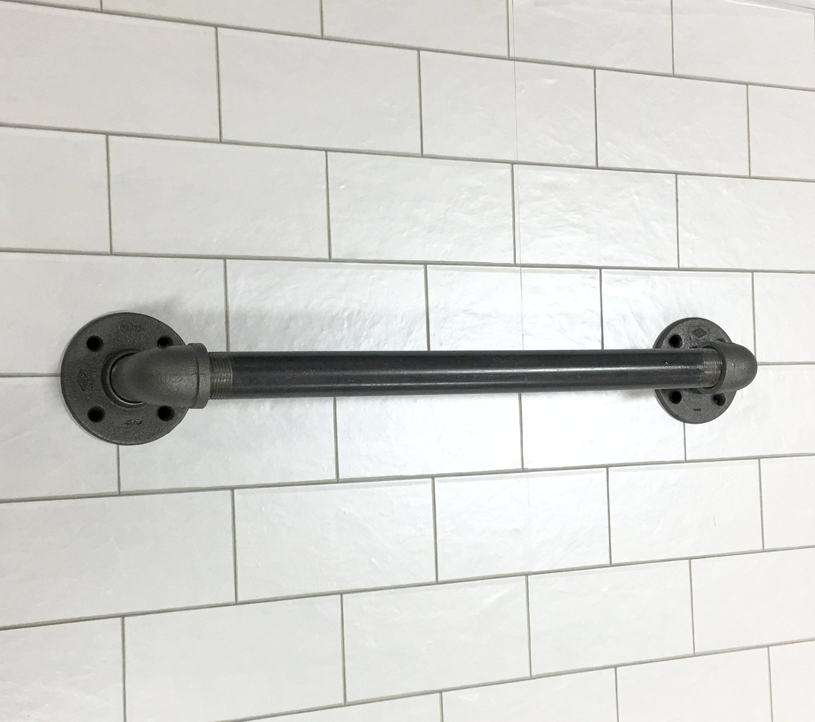 ADA Compliant Bathroom Grab Bars Rustic Industrial Steel Pipe ...