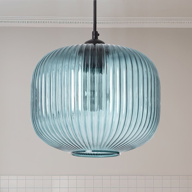 Blue Glass Pendant Light - Etsy