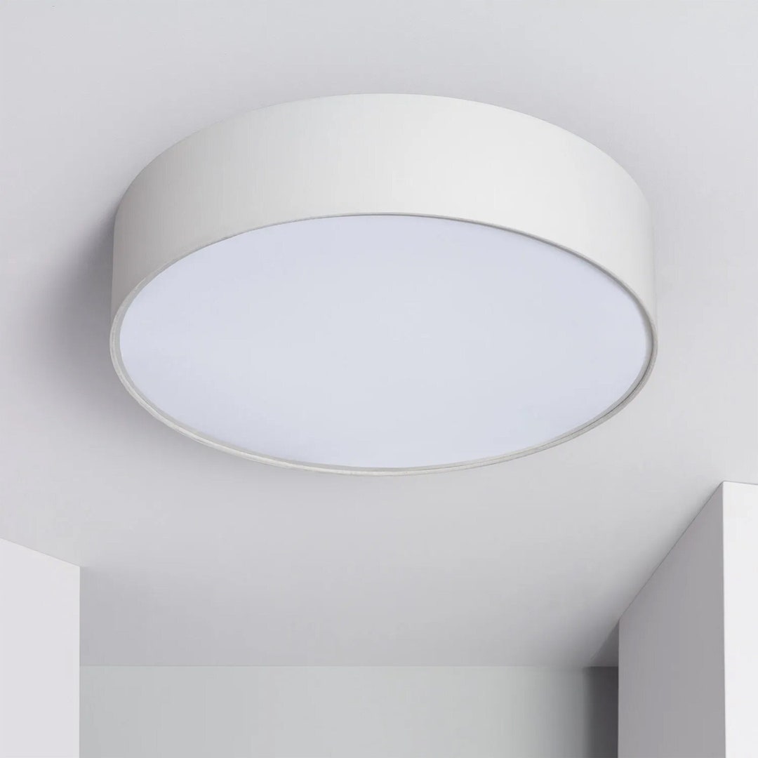 PLAFON - Textil Flush Mount Ceiling Lamp With 3 Lights, Round Design ...