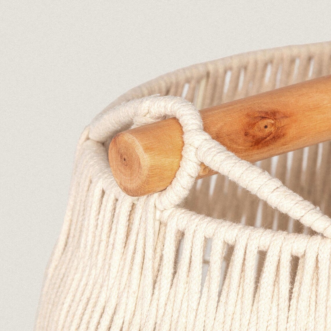 BJORK - Beige Scandinavian Pendant Lamp: Wood & Rope Chandelier - Boho ...