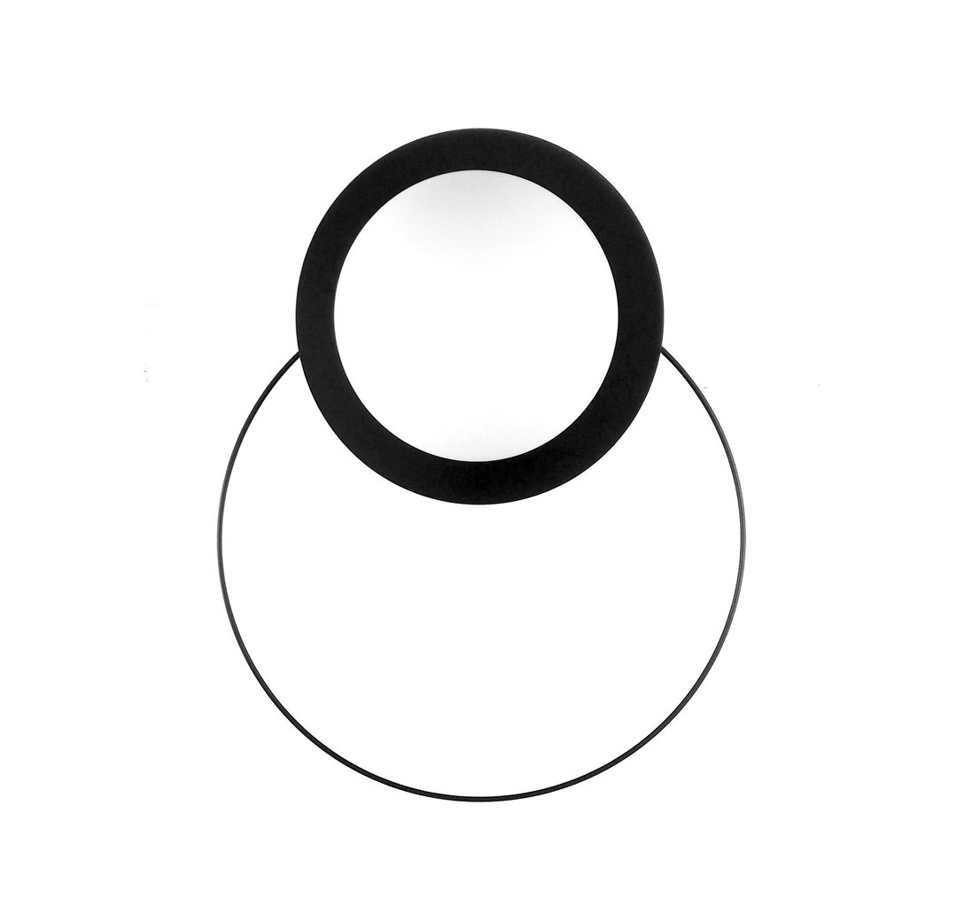 ARO Sculptural Black Wall Lamp Circular Plate With Metal Ring Modern ...