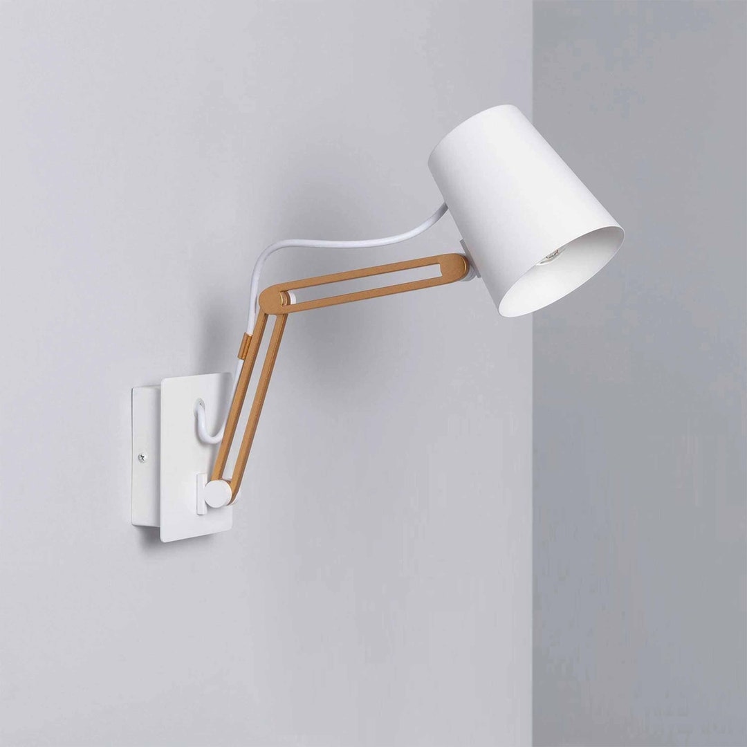 NEUS - White Modern Reading Lamp - Articulated Bedside Reading Light ...