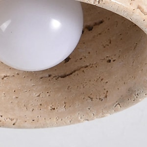 NAHIA - Wood and Marble Ceiling Flushmount - Travertine Flush Mount ...