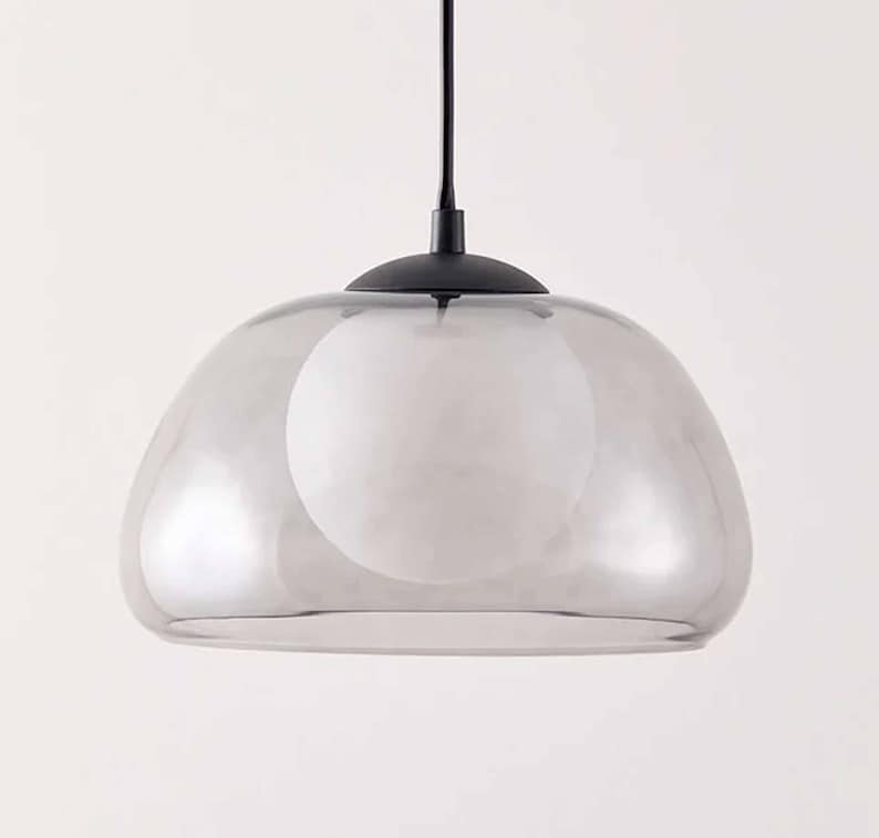 ERIN - Modern Glass Globe Pendant Light: Adjustable Cord Kitchen Island ...
