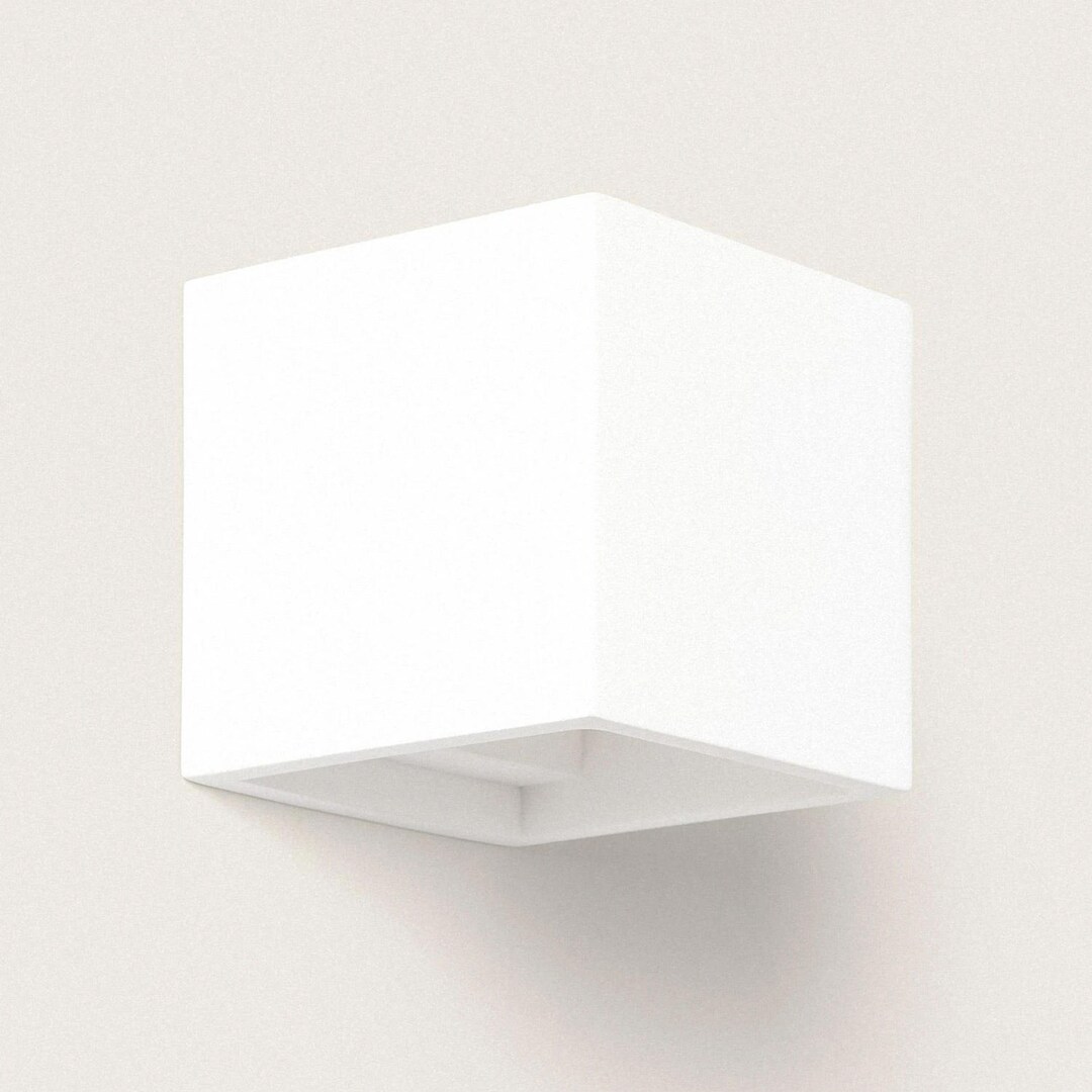 KUBIC - Minimalist White Plaster Cube Wall Sconce – Scandinavian Nordic ...