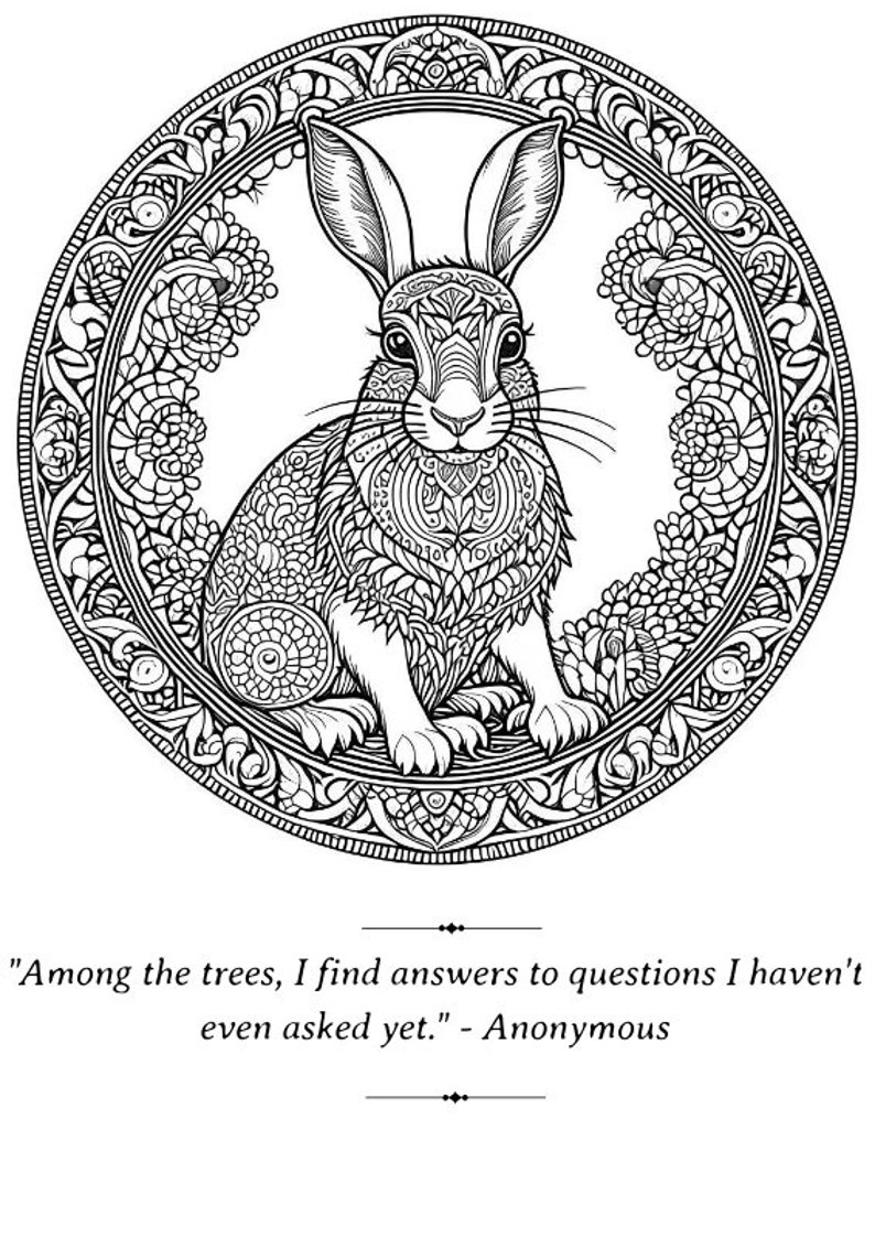 Mandala, Coloring Book, Relax, Forest, Animals, Owls, Deer, Rabbits - Etsy