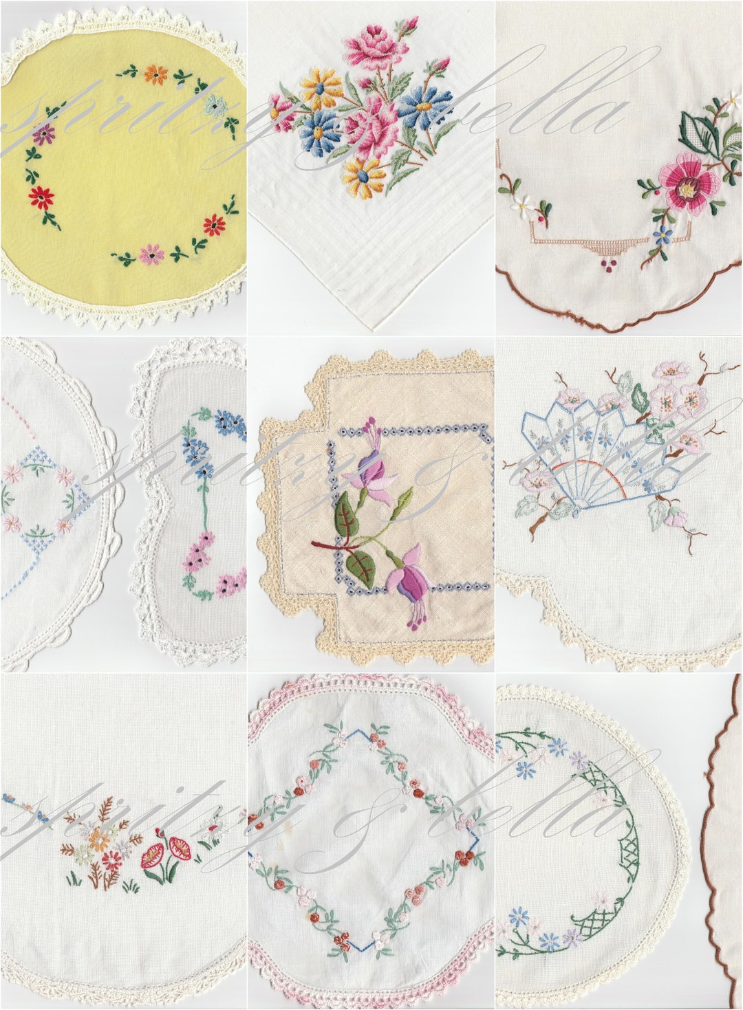 12 Printable Doilies,vintage Digital Doilies Kit,bright Spring Doilies ...