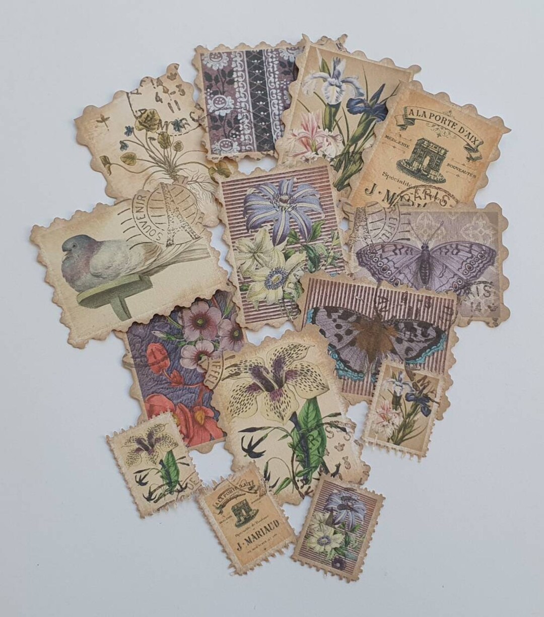 Purple Theme Junk Journal Stamps,faux Postage Stamps,handmade Postal ...