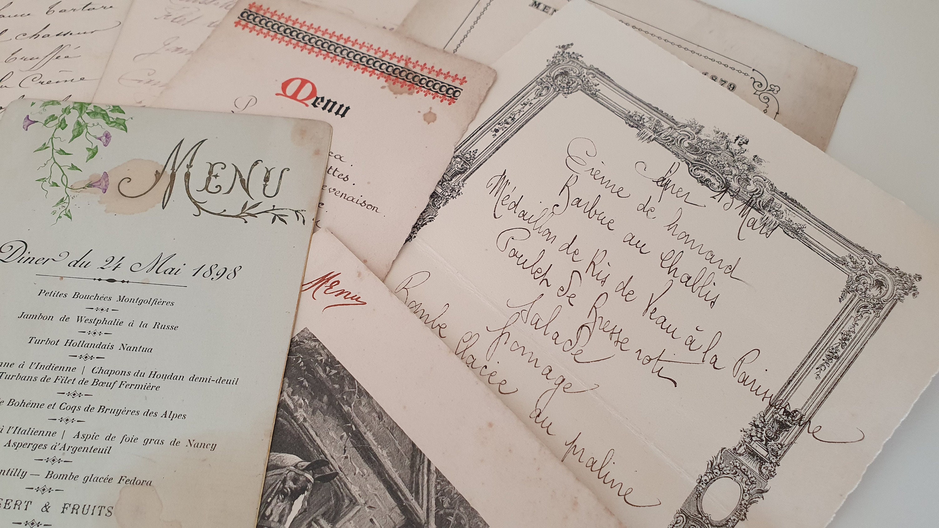 13 Vintage French Menu Cards1800s Ephemeradigital - Etsy