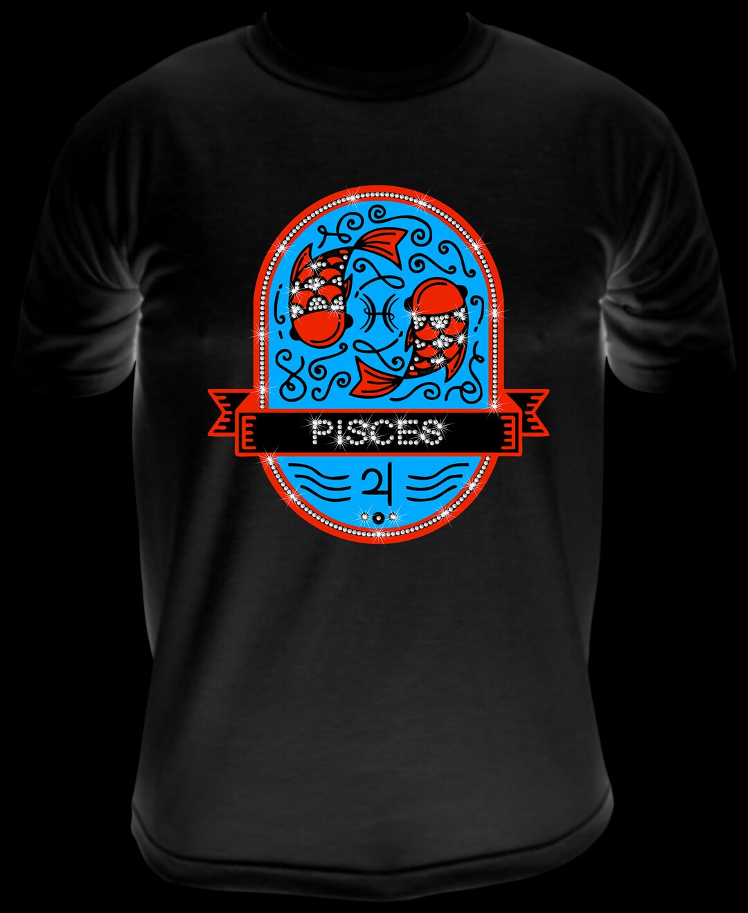 PISCES FISH SYMBOL Ss10 Rhinestone Template, Sublimation, Digital ...