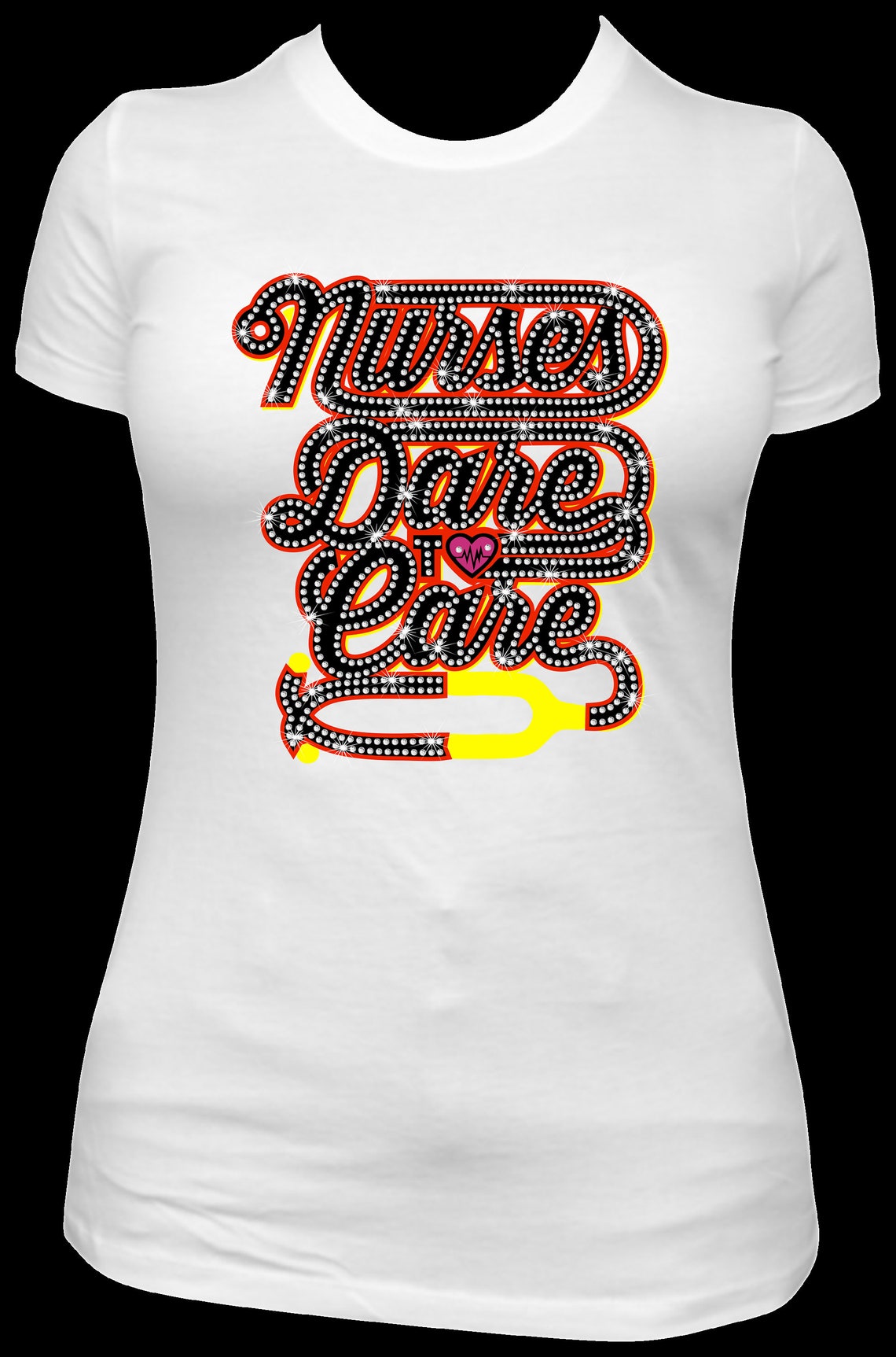 NURSES DARE to CARE Ss10 Rhinestone Template Sublimation - Etsy