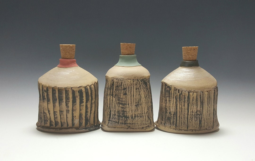 Rustic Modern Colorful Bottle by Potteryi. Sold Separately. - Etsy