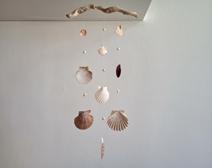 Scallop Shell, Pearl, and Driftwood Wind Chimes - Etsy