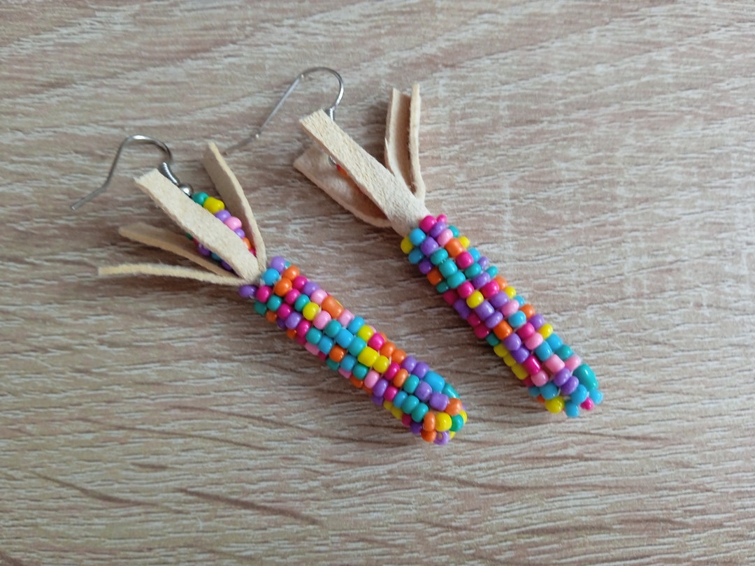 Tiny Seed Bead Indian Corn Earrings / Necklace / Jewelry - Etsy