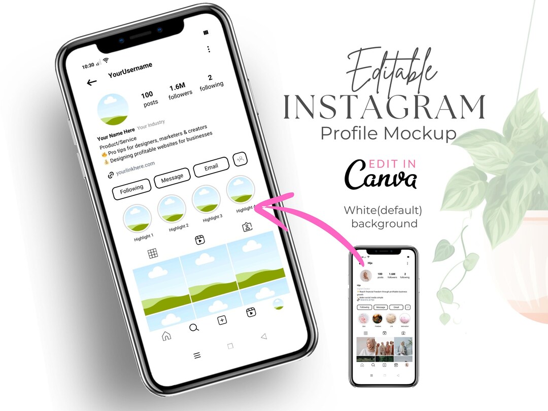 Editable Instagram Profile Mockup Template Canva, Grid Layout, Feed ...