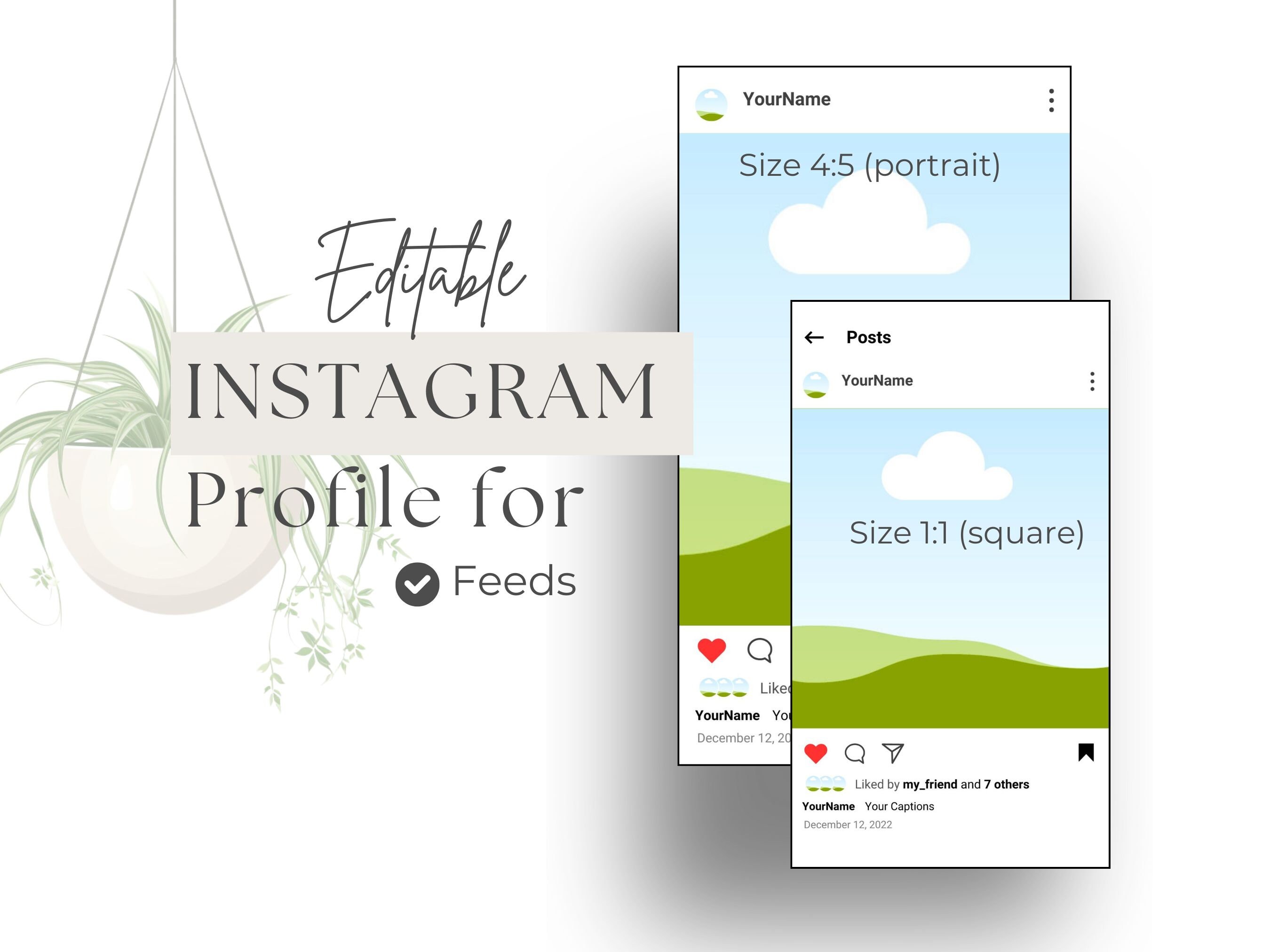Editable Instagram Profile Mockup Template Canva, Grid Layout, Feed ...
